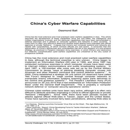 Future of Chinese Cyber Warfare | PDF