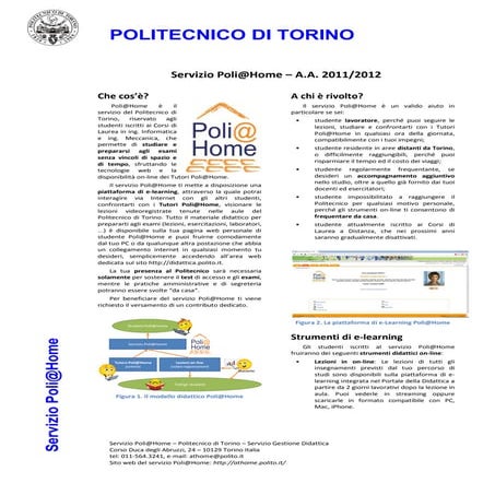 Servizio Poli@Home - e-Learning al Politecnico di Torino | PDF