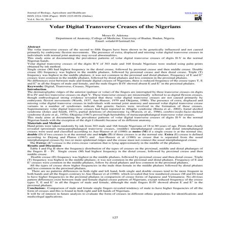 Volar digital transverse creases of the nigerians | PDF