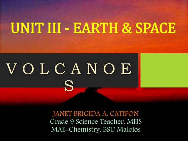 Volcano unit 3 module 1 (Grade 9 Science) | PPTX