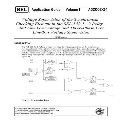 Voltage supervision of the synchronism checking element in the sel-352 ...