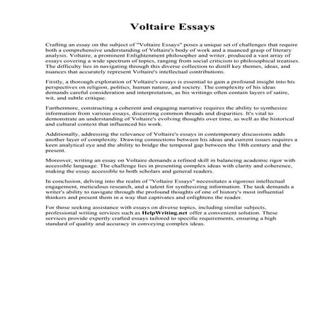 Voltaire Essays | PDF