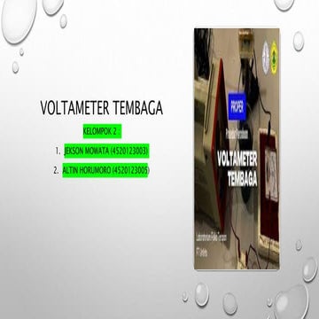 Voltameter tembaga ppt.pptxdagvcvx savxvsbcv | PPTX