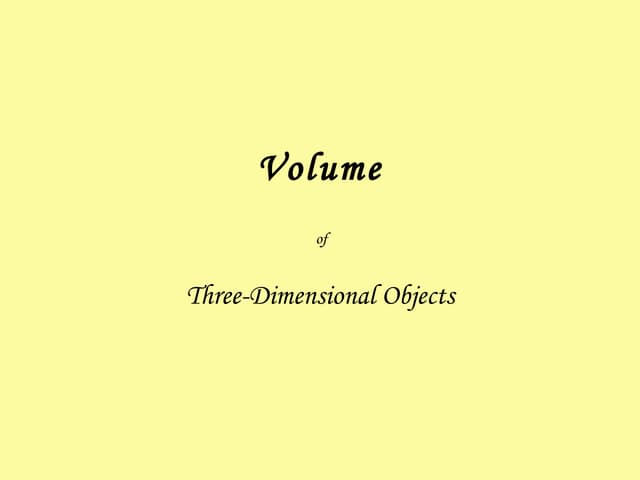 Volume Mathematics Ppt 4981