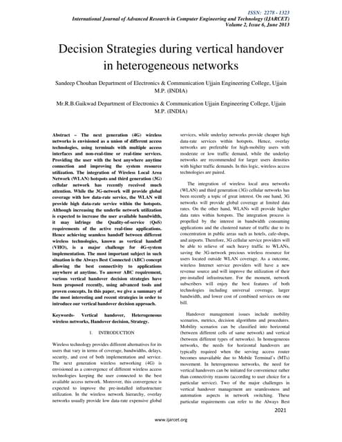 Performance Evaluation Of Vertical Hard Handovers In Cellular Mobile Systems Pdf