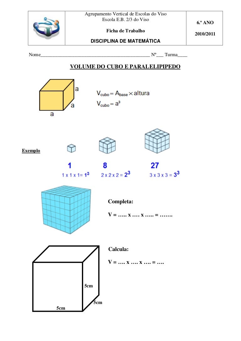 Volume do cubo e do paralelepípedo