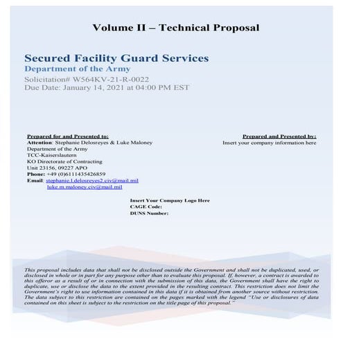 Volume ii technical proposal | PDF | Resume Writing and Advice | Job Search