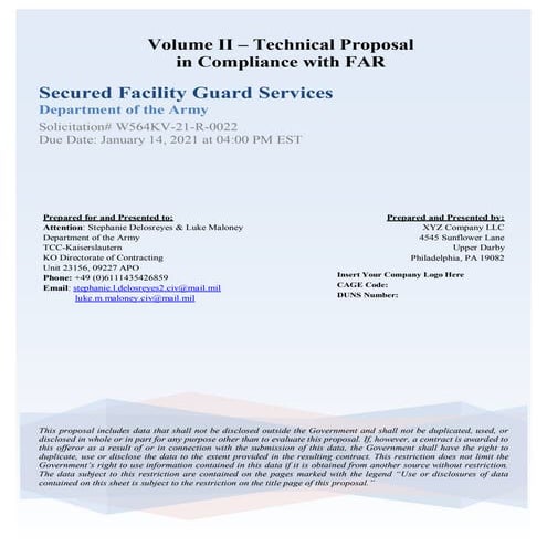 Volume II technical proposal | PDF