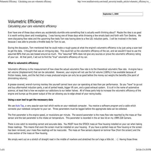 Volumetric efficiency calculating your cars volumetric efficiency | PDF