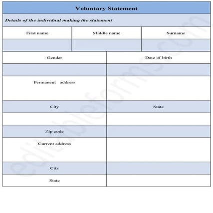 Voluntary Statement Fillable PDF Template | PDF