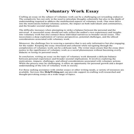 Voluntary Work Essay | PDF | Freelance Writing | Content Production