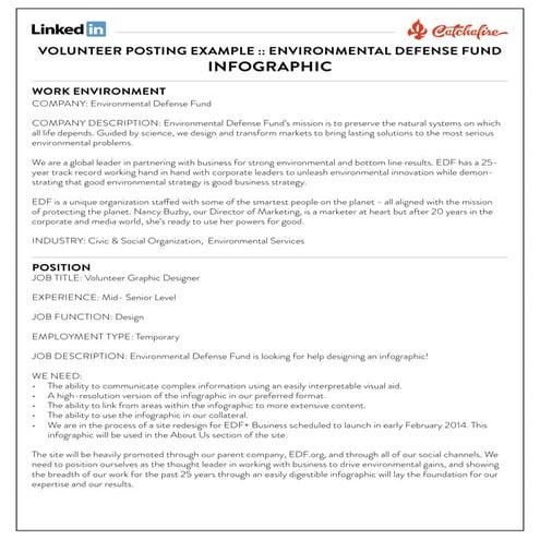 Volunteer graphic designer (infographic) posting example | PDF