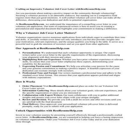 Volunteer Job Cover Letter Sample | PDF