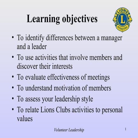 Volunteer Leadership Workshop Instructor Guide | PPT
