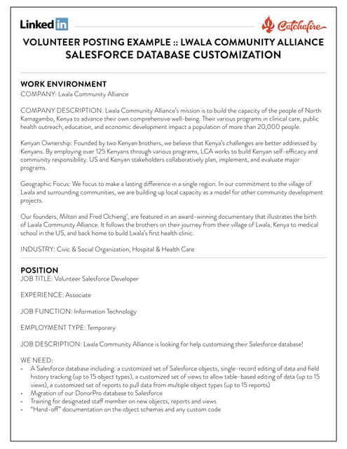 Volunteer graphic designer (infographic) posting example | PDF