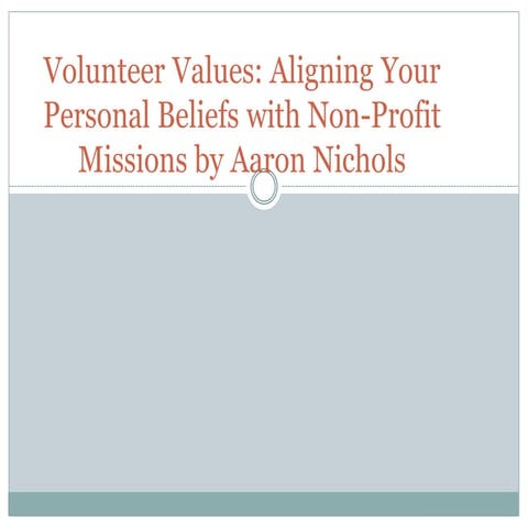 Volunteer Values Aligning Your Personal Beliefs with Non-Profit ...