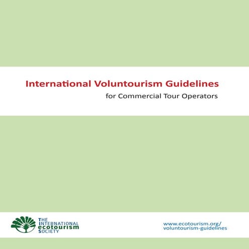 International Voluntourism Guidelines for Commercial Tour Operators | PDF