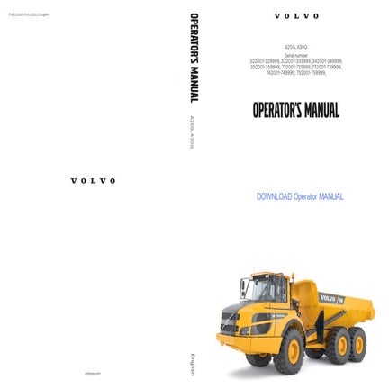 Volvo a25g Operators Manual pdf Download | PDF