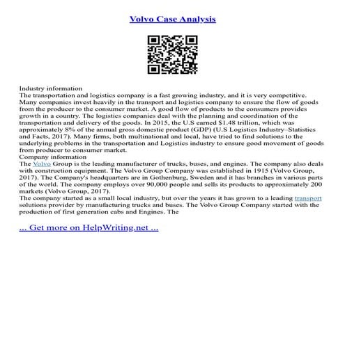 Volvo Case Analysis | PDF