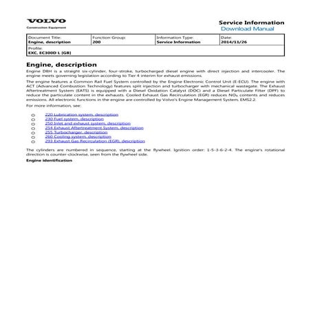 Volvo EC300D L EC300DL Hydraulic Excavator Specs Manual.pdf