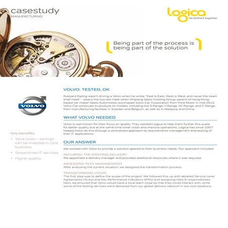 A case study on VOLVO, Quest For Better Quality | PDF
