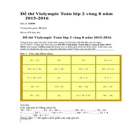 Vong 8 lop 220152016 | PDF