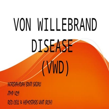 VON WILLEBRAND DISEASE (VWD) LABORATORY INVESTIGATION | PPTX