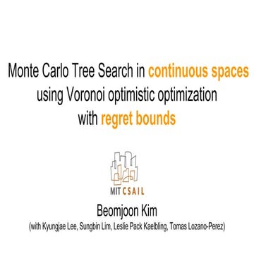 Monte Carlo Tree Search In Continuous Spaces Using Voronoi Optimistic Optimization With Regret