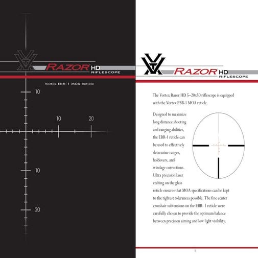 VORTEX RAZOR HD 5-20x50 EBR-1 MOA Reticle Subtensions | Optics Trade | PDF