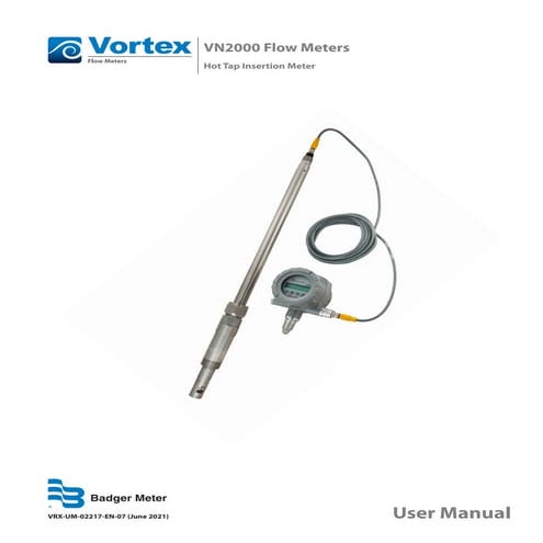 Vortex vn2000 manual badger meter flow meters hot tap insertion meter | PDF