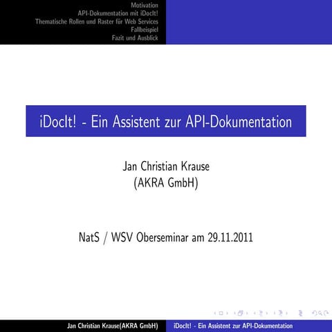 iDocIt - Ein Assistent zur API-Dokumentation | PPT