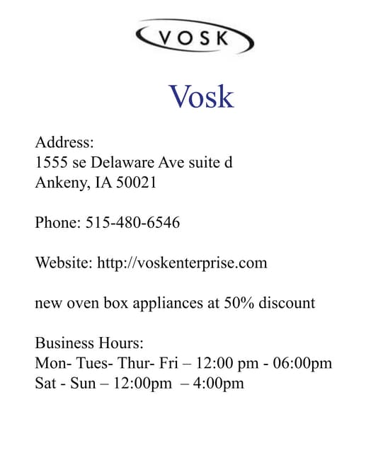 Vosk presentations