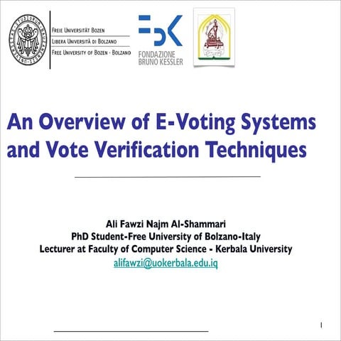 An Overview of E-Voting Systems and Vote Verification Techniques | PPT