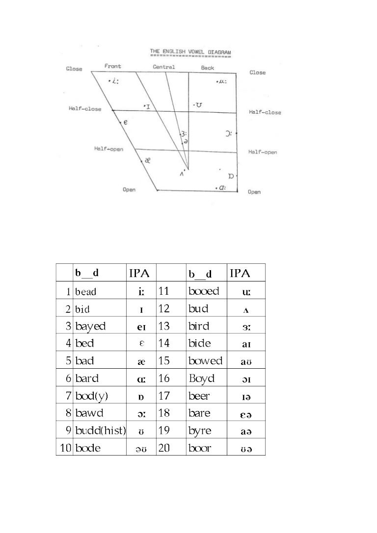 Vowels & diphthongs