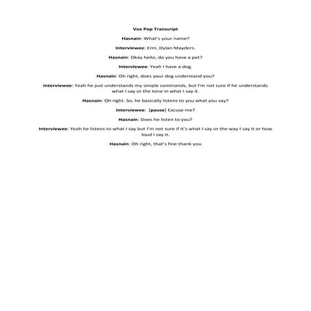 Vox Pop Transcript | DOCX | Dogs | Pets