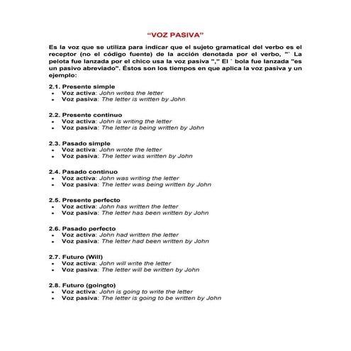 Voz pasiva | DOCX
