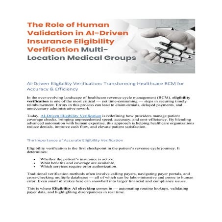 AI-Driven Eligibility Verification: Transforming Healthcare RCM for ...