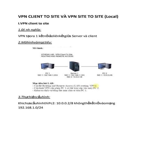 Vpn client to site và vpn site to site | PDF