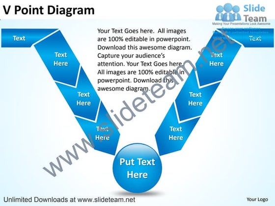 V shaped layout powerpoint diagrame templates 0712 | PPT