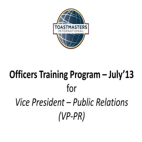 Toastmasters VP Public Relation Training | PPTX
