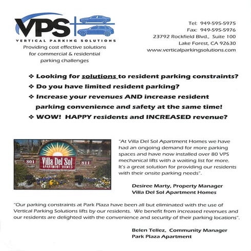 Vertical Parking Solutions | PDF