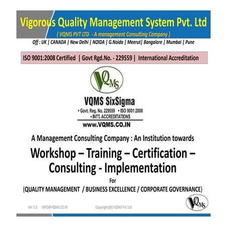 Six Sigma, ISO 9001, Auditing VQMS Corporate Protfolio | PDF