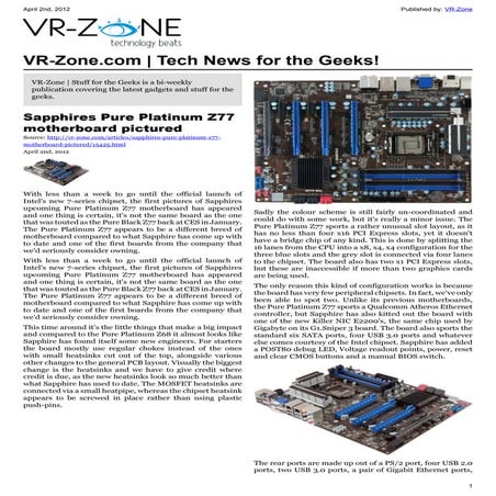 VR-Zone Tech News for the Geeks 2012 Issue 1 | PDF