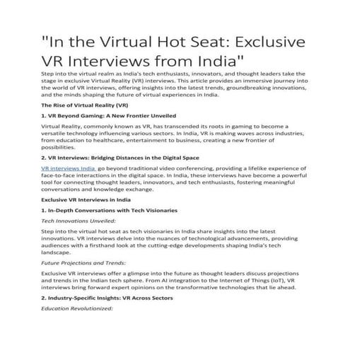 XRom News Podcast and Blog VR interviews.ppt