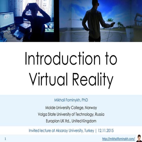 Introduction To Virtual Reality Lecture 2015 Ppt
