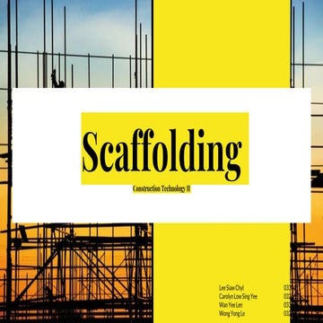 Construction Technology II (Seminar) - Scaffolding | PPTX