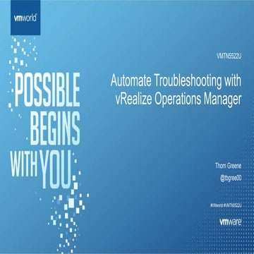 Automating Troubleshooting with VMware vRealize Operations Manager | PPT