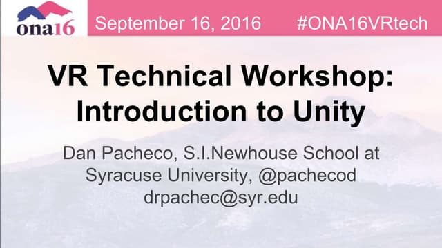 Vr technical workshop introduction to unity | PPT Vr technical workshop introduction to unity | PPT