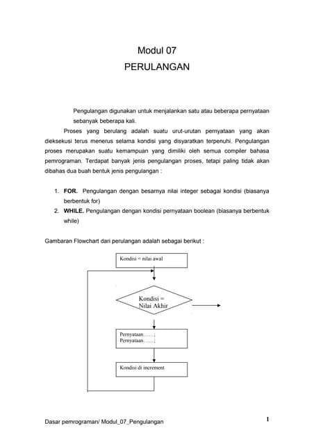 Algoritma Pemograman Looping/Pengulangan | PPT
