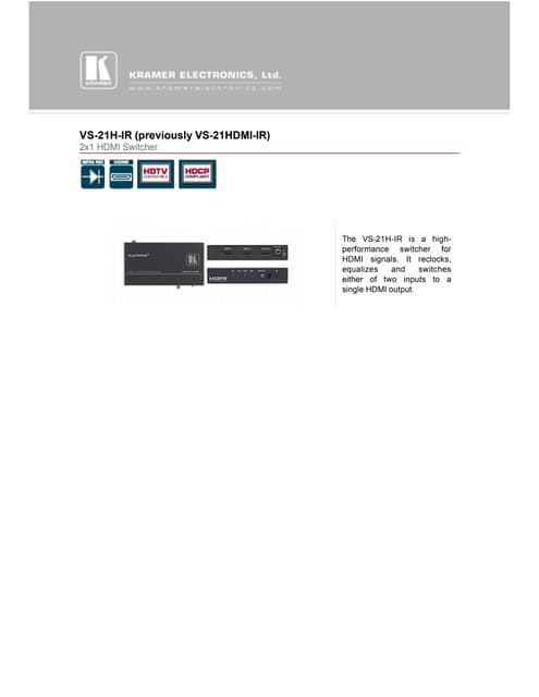 Kramer VS-121-HCA | PDF